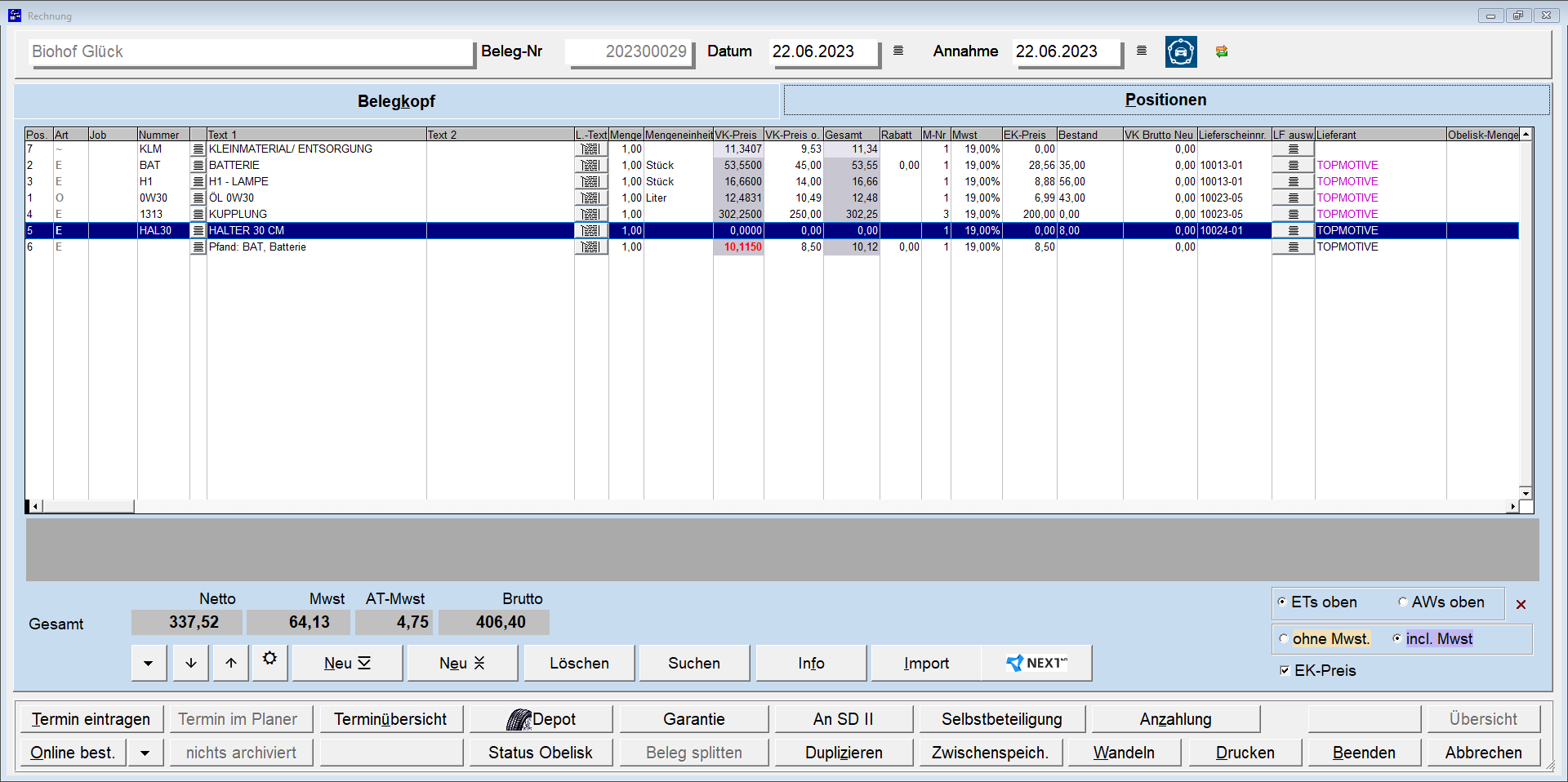 Lieferscheinnummer in der Historie – TOPMOTIVE