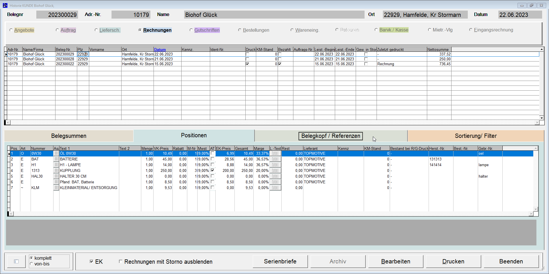 Lieferscheinnummer in der Historie – TOPMOTIVE