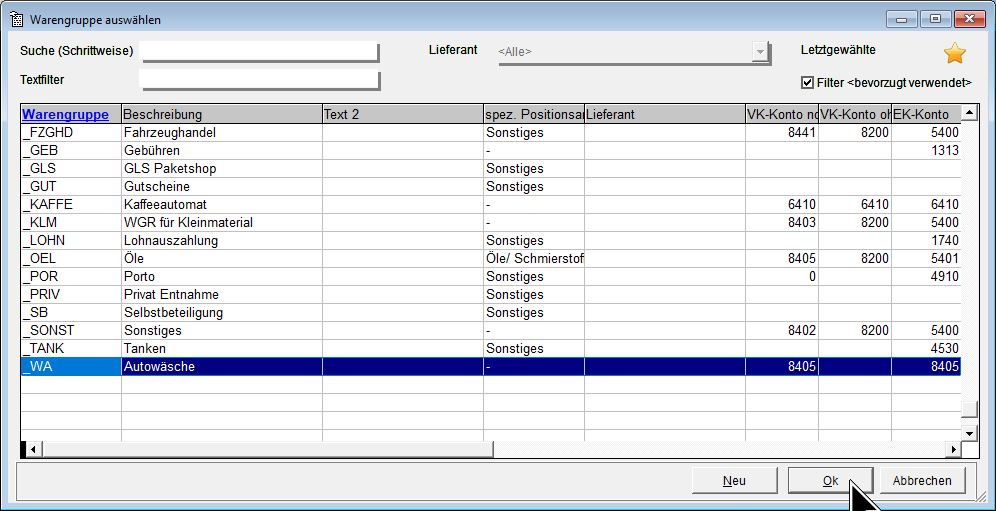 Warengruppen für die Kasse anlegen bzw. ändern – TOPMOTIVE