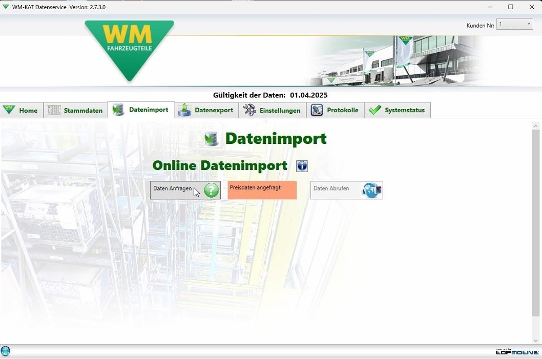 Preisversorgung WM SE über WM-KAT Datenservice – TOPMOTIVE